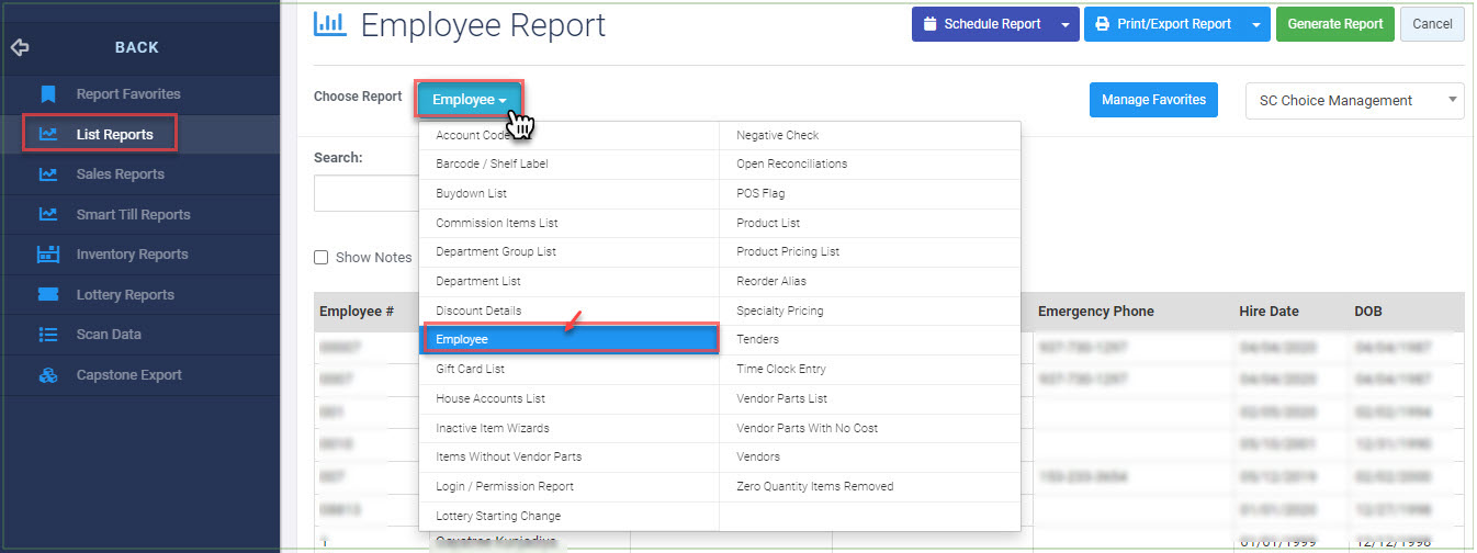 Employee List Report