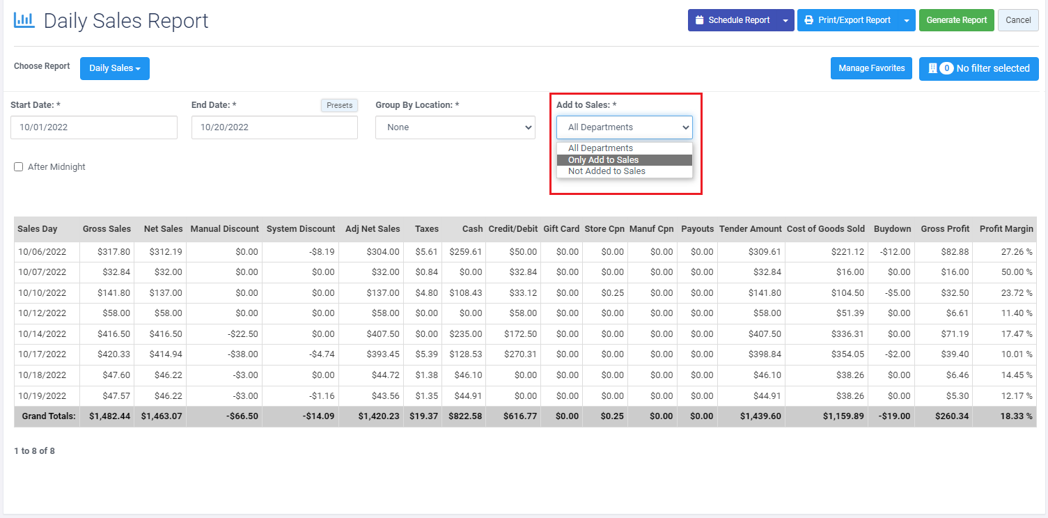Daily Sales Report