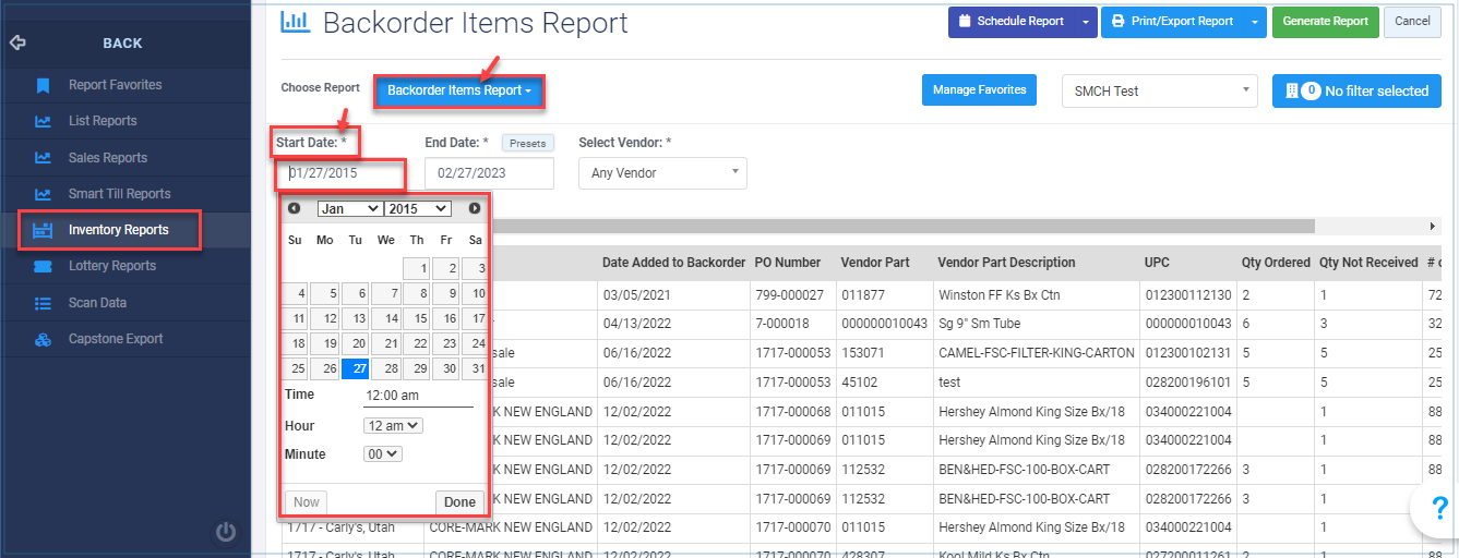 Backorder Items Report