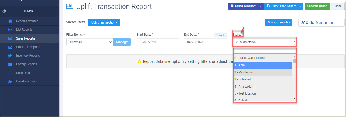 Uplift Transaction Report