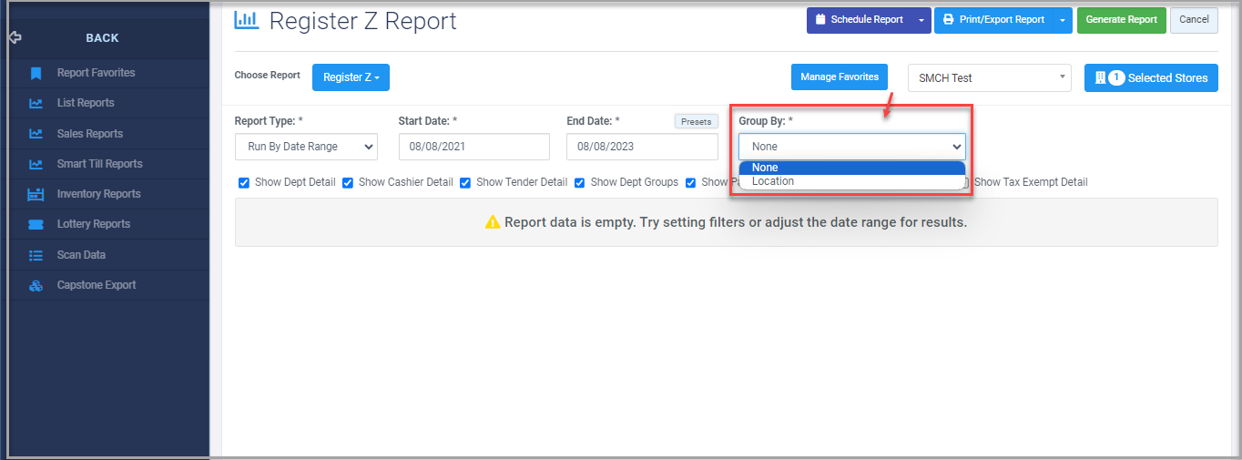 Register Z Report