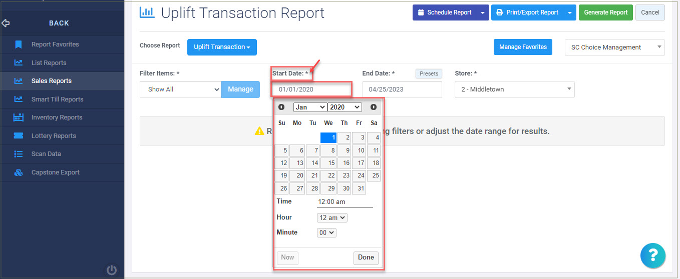 Uplift Transaction Report